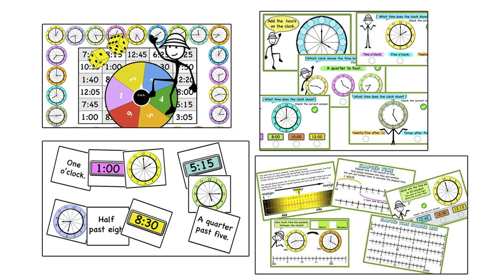 Teaching time, clock- All ideas, games and activity cards | Math Curious