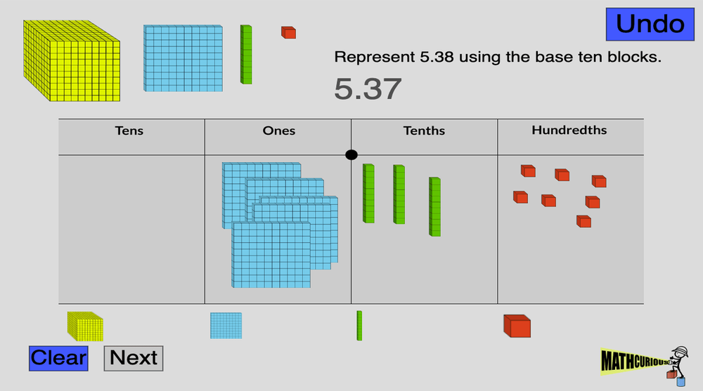 “Decimal Number Builder” Build decimal numbers with base 10 blocks ...