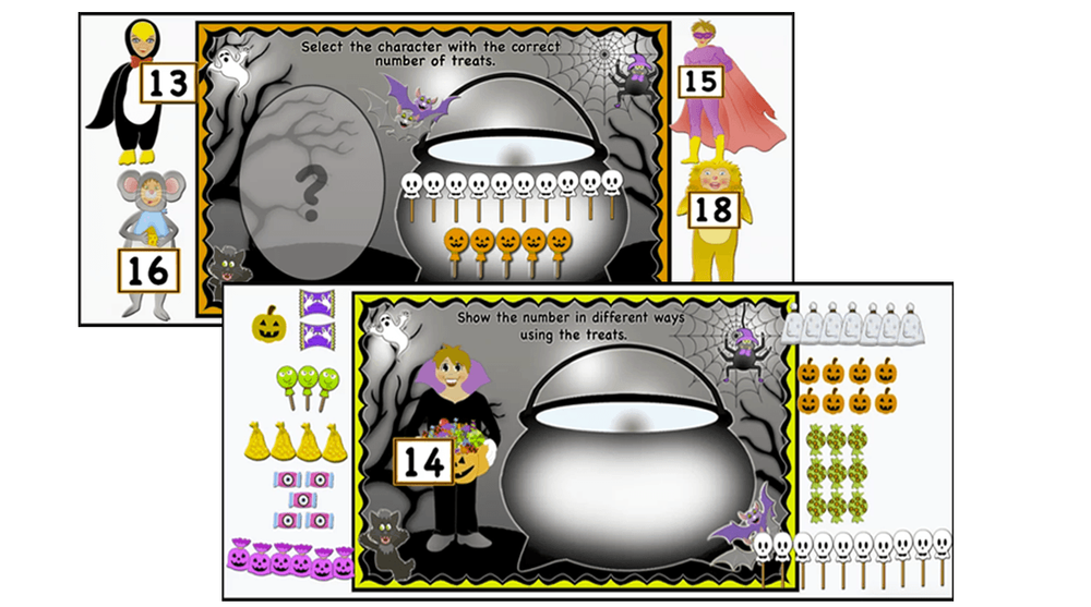 Halloween Digital Activities- Forming numbers, Quantities, Number Sense ...