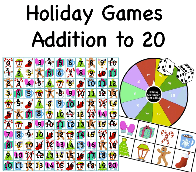 Addition to 20 Scavenger Hunt game- Holiday Edition | Math Curious
